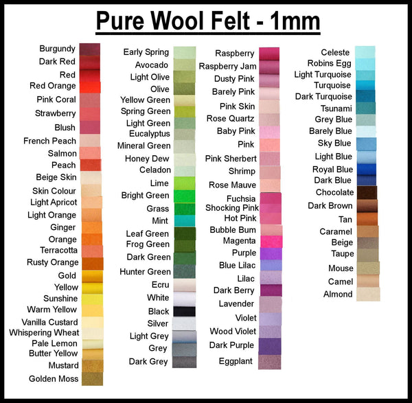 100% Pure Wool Felt - Australian Merino Wool – BumbleBeeDesigns